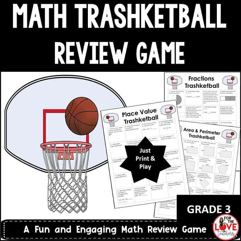 Math Trashketball Review Game: Grade 3 - For The Love of Teachers